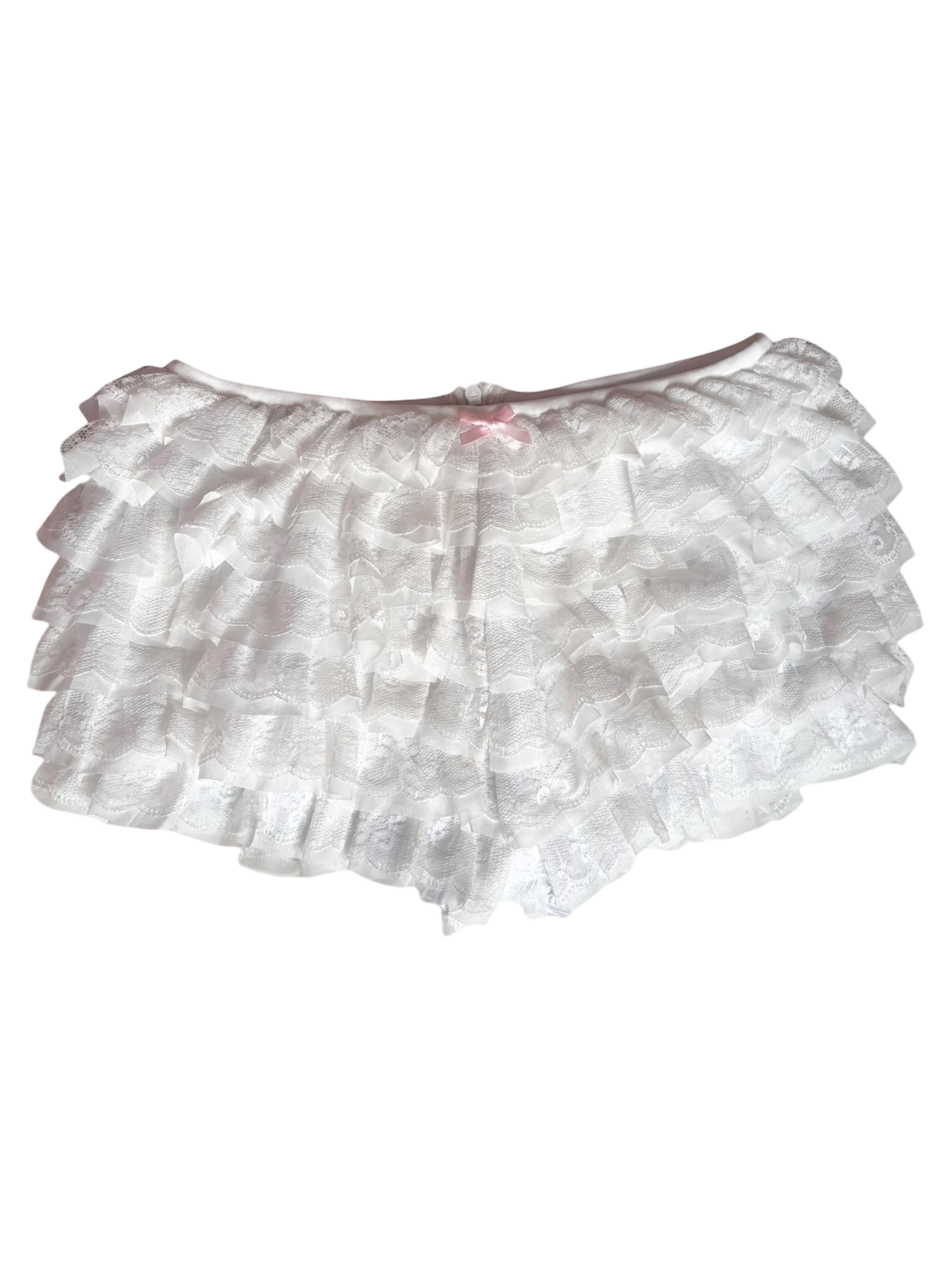 Delicate Chiffon Ruffle Shorts - White Lace – Angel Ruche